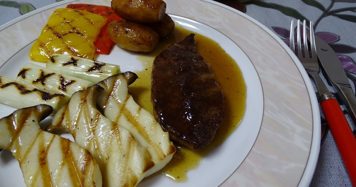 幻のお肉“みすじ”のステーキ、わさび醤油風味・・・・グリエ野菜とPomme rissole｜料理のレシピや作り方｜暮らしニスタ